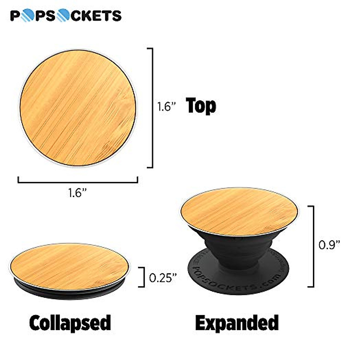 PopSockets: Collapsible Grip & Stand for Phones and Tablets - Bamboo