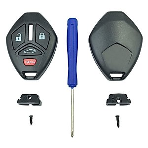 No Need to Cut Key Fob Shell Case Fit for Mitsubishi Eclipse Outlander Galant Endeavor Lancer Replacement Keyless Entry Remote Car Key Fob Cover Housing with Button Pad (1pcs)