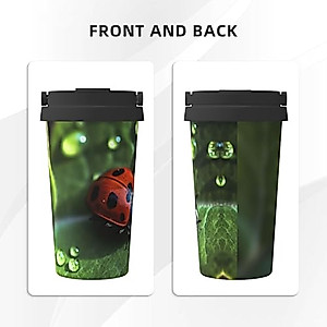 GTKSYNVE Reusable Coffee Mug with Lid and Handle, Little Ladybug Tumbler for Hot & Cold Drinks 16oz Stainless Steel Insulated Coffee Tumblers Double Wall Vacuum Thermal Cup
