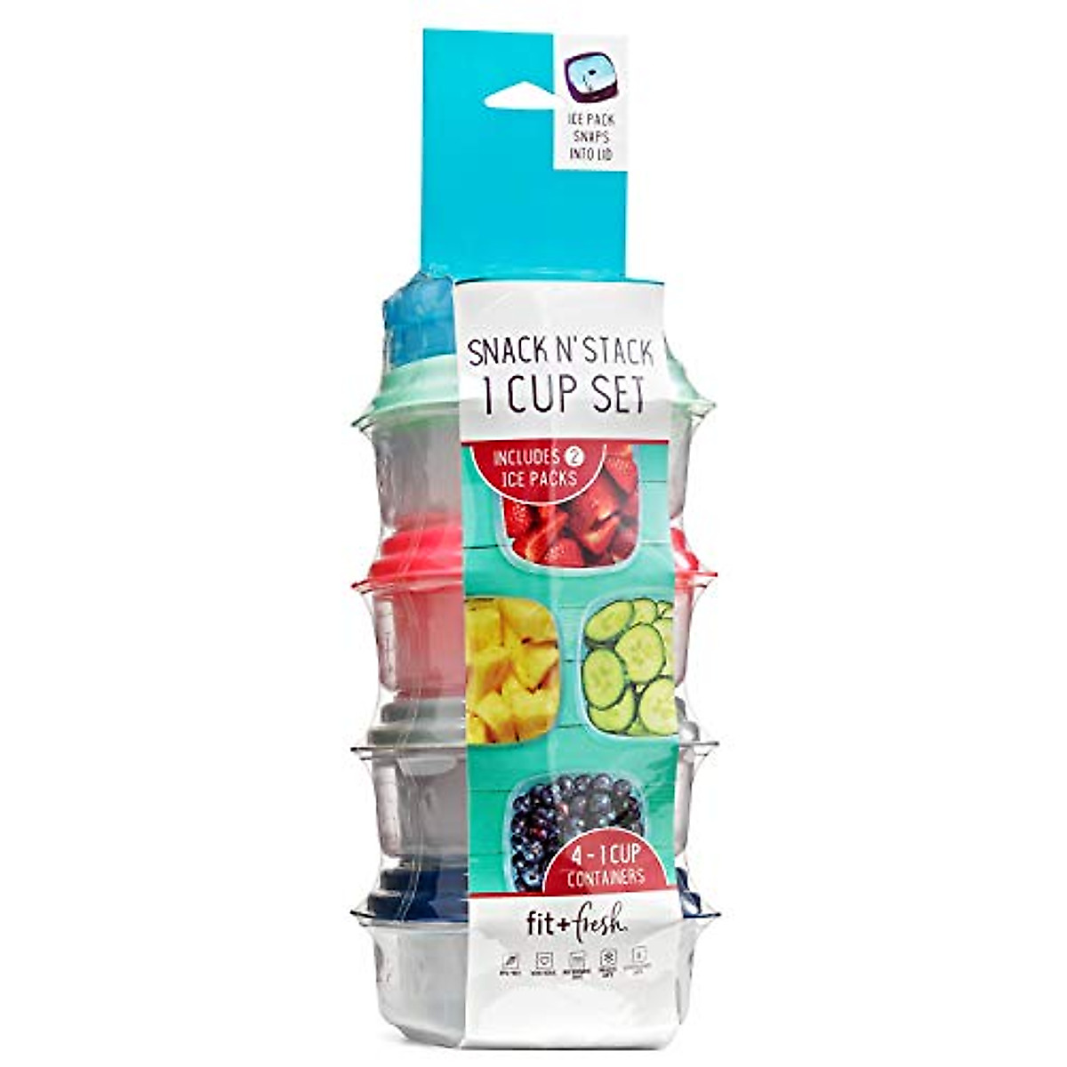 Fit & Fresh Stak Pak Set, 6 Piece, Plastic, New Multicolored