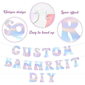 AwserTantue DIY Birthday Holographic Banner - 112Pcs DIY Holographic Banner, Make Your Own Banner Kit Customize Letters & Lights Birthday Baby Shower Christmas Winter Xmas New Year Party Decoration
