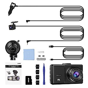 Dash Cam Front and Rear, SPADE Dual Dash Camera 1080P with 32G SD Card, Waterproof Backup Camera, DVR Car Dashboard Camera 1296P with Night Vision WDR G-Sensor Parking Monitor Loop Recording[Up-Grade]