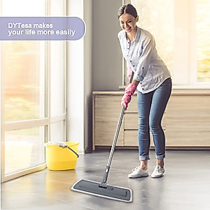 Floor Mop with 4 Washable Pads and Scrubber, Wet Mop with 360 Degree Swivel Head, High-Strength Stainless Steel Metal Rod, Microfiber Mop for Hardwood Laminate Wood Tile Cleaning