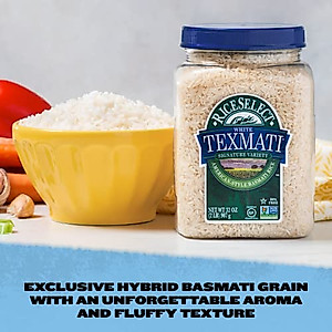 RiceSelect Texmati White Rice, Long-Grain Basmati Rice, Premium Gluten-Free Rice, Non-GMO, Star-K Kosher, 32-Ounce Jar