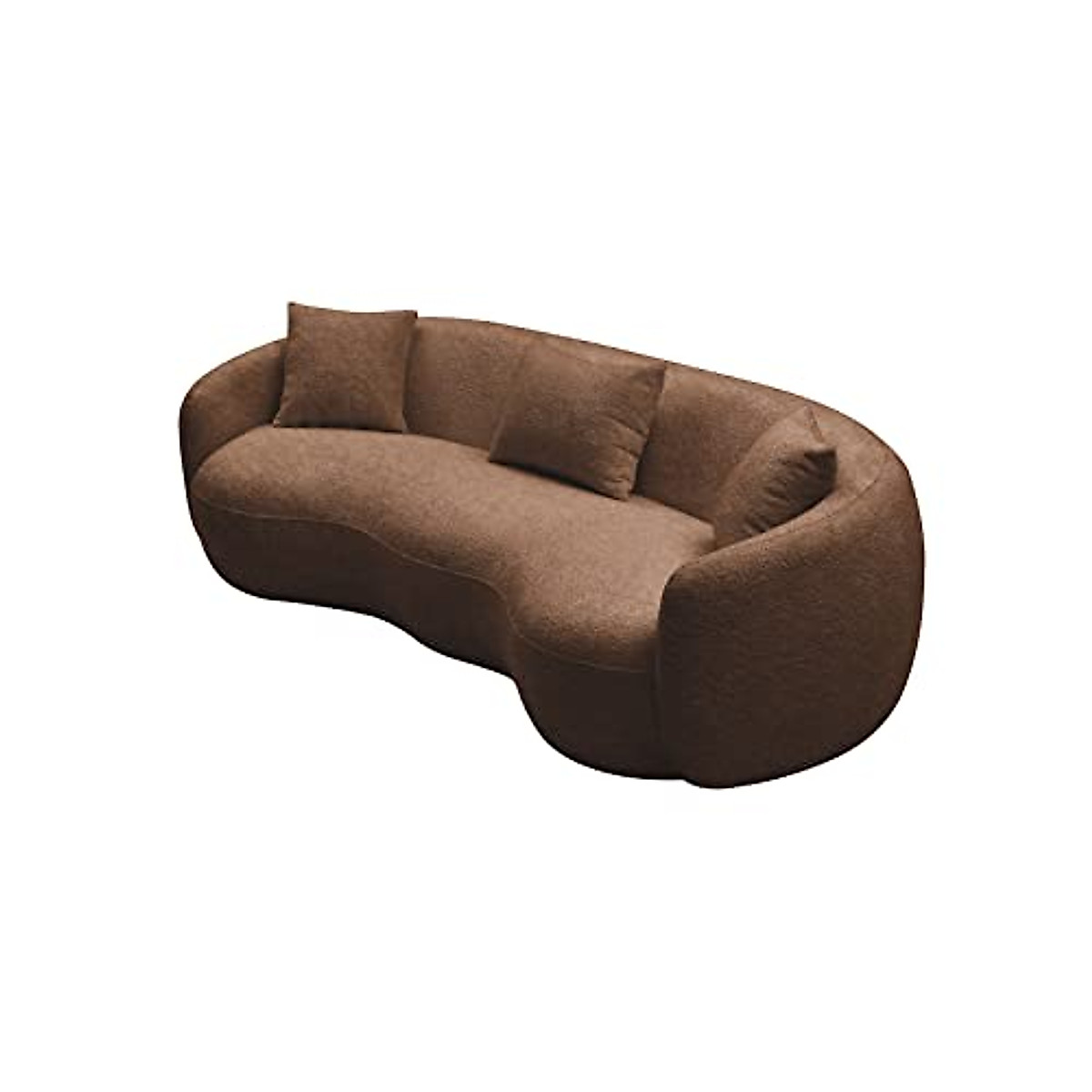 Modern Cloud Curved Sofa Mid-Century Comfy Half Moon Boucle Couch,Luxury 4-Seat Fabric Upholstered Leisure Deap Seat Sectional Sofá with 3 Throw Pillows for Living Room