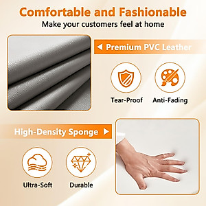 CLATINA Waiting Room Chairs with Padded Arms Leather Guest Chair no Wheels for Office Reception and Conference Desk with Sled Base Grey