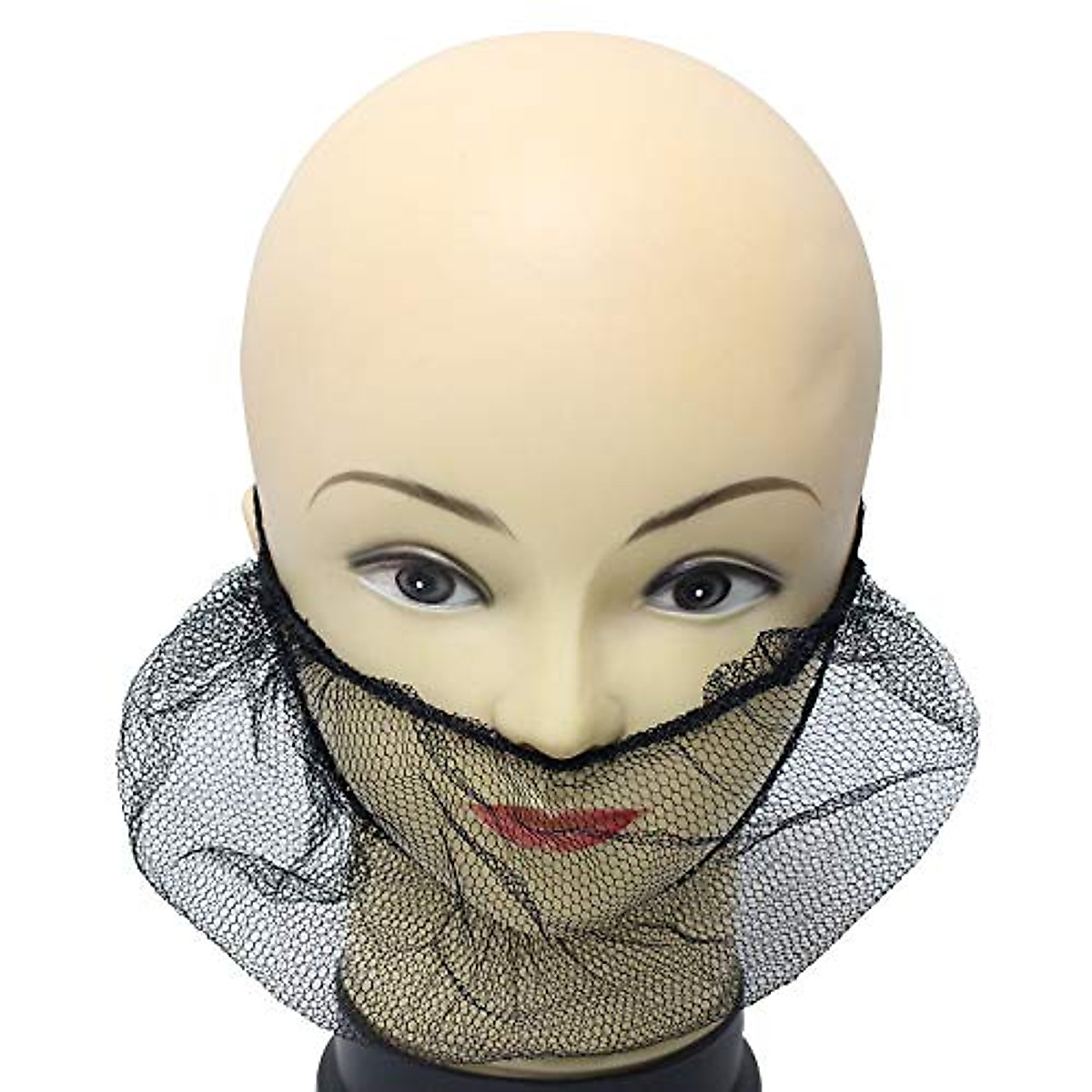 ELEGANTLIFE 300 Pieces Disposable Nylon Honeycomb Royal Beard Protector nets, Latex Free (Black)