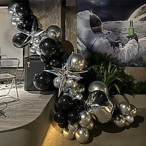 OWPFJG 156pcs Black Balloons Different Sizes 36 18 12 10 5 Inch for Garland Arch,Black latex Balloons for Birthday Graduation Wedding Hoiday Party Decoration(2 Black Ribbons)