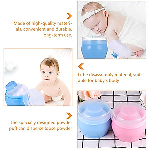 2pcs Puff with Case Empty Body Container Dispenser Case Large Puff with Sifter and Puffs for Body Home and Travel Use Blue