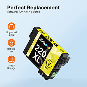 E-Z Ink (TM) Remanufactured Ink Cartridge Replacement for Epson 220 XL 220XL T220XL to use with WF-2760 WF-2750 WF-2630 WF-2650 WF-2660 XP-320 XP-420 XP-424(2 Black, 1 Cyan, 1 Magenta, 1 Yellow)5Pack