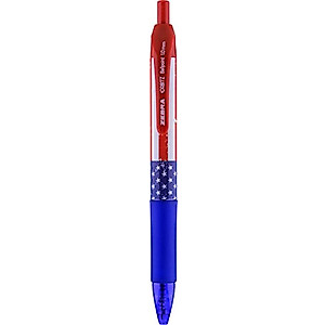 Zebra Orbitz Retractable Ballpoint Pen, Medium Point, 1.0mm, Blue Ink, American Flag Print, 12-Count