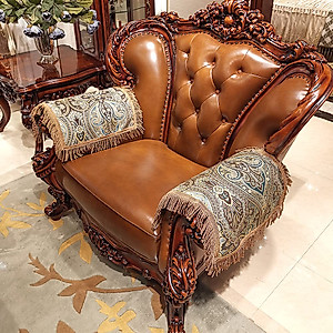 LUFEIJIASHI Luxury Couch Arm Covers,Washable Armrest Covers for Sofa,Anti Slip Recliner Chair Arm Covers Protectors for Leather Sofa Arm Cover Set of 2 (FLKF-Coffee)