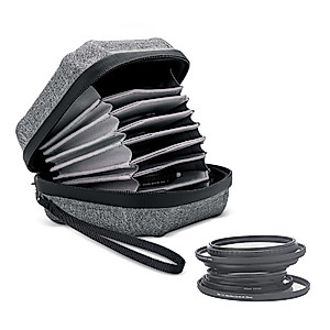 JJC 10 Pockets Hard Shell Lens Filter Bag Up to 95mm, Water Resistant & Dustproof, Camera Filter Pouch with Microfiber Cleaning Cloth, Filter Carrying Case for Photography Filter Round Filter