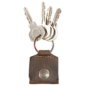 Hide & Drink, Squared Case for SD Card with Keyring, Rustic Keychain for Guitar Pick, Full Grain Leather, Handmade, Swayze Suede