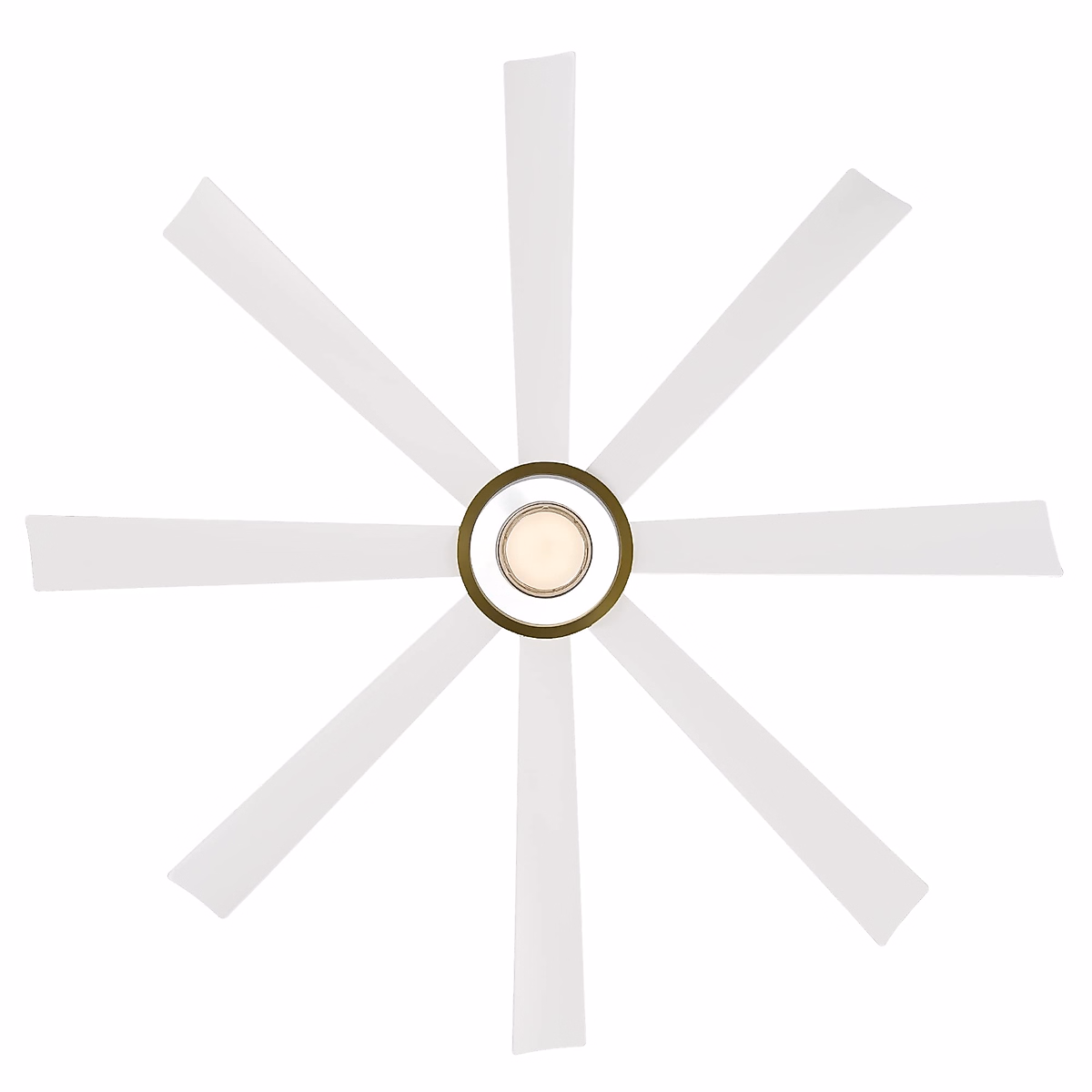 Aura Indoor and Outdoor 8-Blade 72in Smart Ceiling Fan in Soft Brass Matte White with 3000K LED Light Kit and Remote Control works with Alexa and iOS or Android App