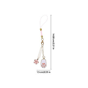 LUOZZY 2 Pcs Cellphone Strap Pendant Cat Paw Ornaments Cellphone Wrist Strap Anti-lost Phone Lanyard Bag Keychains Decor - Pink