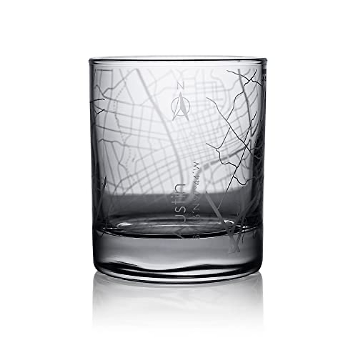 Austin City Map Whiskey Glass, Unique Gift, 10.5 oz