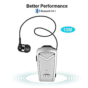 Oumij Fineblue Wireless Bluetooth Headset,4 Hours Play Time,in-Ear Sports Earbuds Headsets with Stereo,Portable in-Ear Retractable Business Lavalier Earphone,for Driving,Business,Office(White)