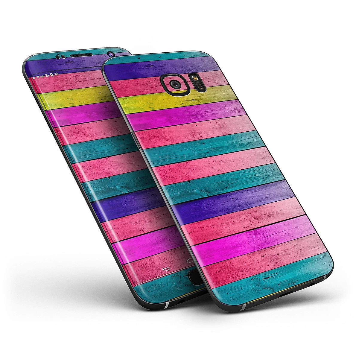Design Skinz Design Skinz Vibrant Neon Colored Wood Strips Full-Body Wrap Decal Skin-Kit for The Galaxy S8 Plus