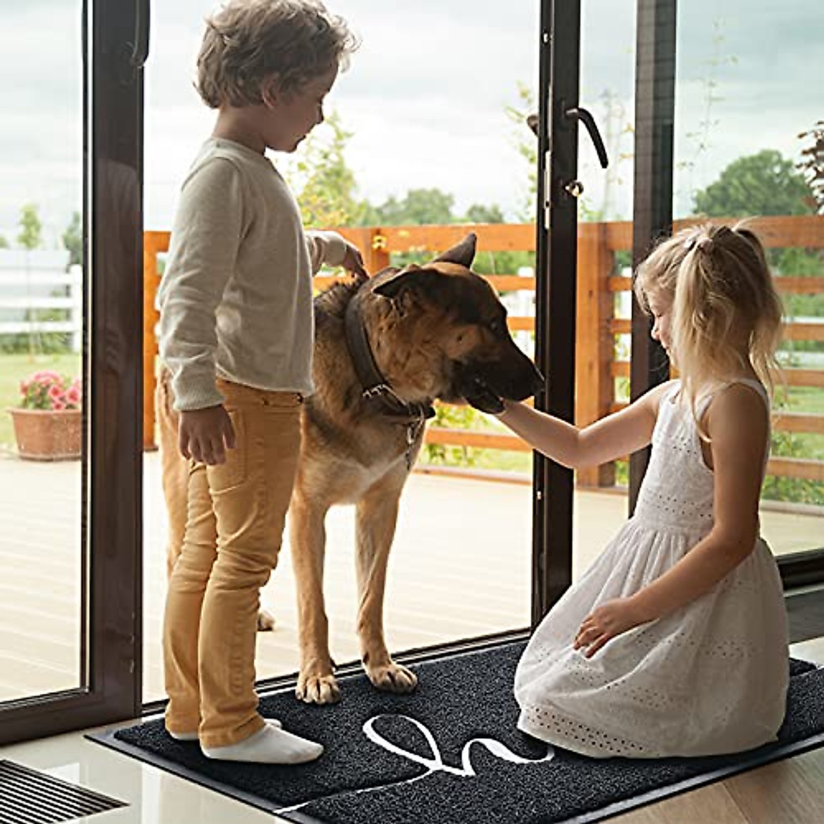 BeneathYourFeet Door Mat (30"x17.5",Black), Durable Welcome Mat Low Profile Floor Mat Front Doormat Indoor Outdoor Door Rug Non Slip Rugs for Entryway, Patio, High Traffic Areas