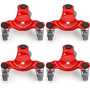 ZEAYEA 4 Pack Steel Tri-Dolly, 200 lbs Load Capacity 3 Wheel Mover's Dolly for Moving Furniture, Appliances, Cabinet, Table, Piano, 6.3 Inch