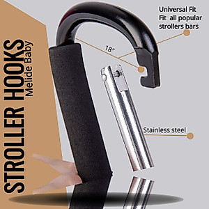 MELIDE Stroller Hook,Very Sturdy and Handy Stroller Organizer to Carry Diaper Bags, Grocery Bags, Grocery Baskets and for Walking with Your Toddler.