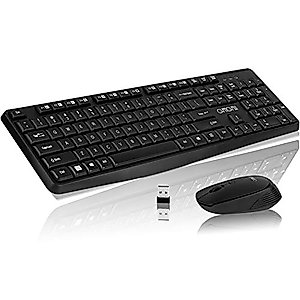 CHONCHOW Compact Wireless Keyboard and Mouse Combo[Energy Saving && Whisper Quiet], 2.4GHz Computer Keyboard, 3 Level DPI Adjustable Wireless Mouse with Independent On/Off Switch for Laptop PC Mac