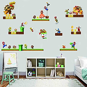 Brothers Wall Decals Build Scene Wall Stickers Peel and Stick Video Game Wall Art Decor Decals for Kids Boys Room Nursery Living Room and Door
