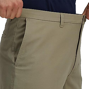 Haggar Men's Flat Front Solid Stretch Cargo Short, Khaki, 36