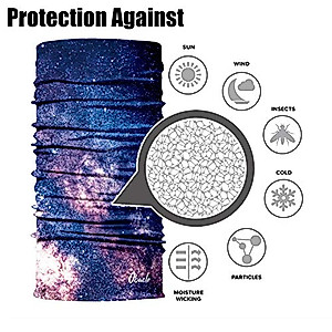Obacle Seamless Bandana for Rave Face Mask Dust Wind UV Sun Protection Neck Gaiter Tube Mask Headwear for Women Men Festival Party Motorcycle Riding Fishing Outdoor (Starry Sky Light Purple Blue)
