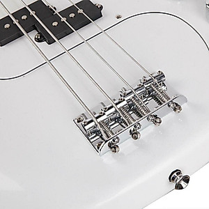 RMKOLE Full Size 4-String Electric Bass Guitar Burning Fire Style Fashion White, Comfortable Hand Feeling, Stylish Outlook, Stable Performance and Melodious Sound