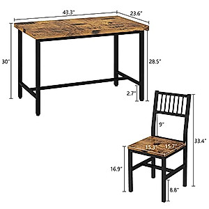 Lamerge Kitchen Table Set for 4, Industrial 43.3" Dining Table and Chairs Set with Metal Frame, 5 Piece Space Saving Dining Table Set, Ideal for Kitchen Dining Room Home & Office