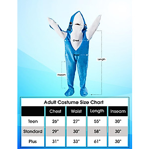 Costume Agent Left Shark Perry Live Dancing Mascot Zip Jumpsuit Halloween Cosplay (Blue)
