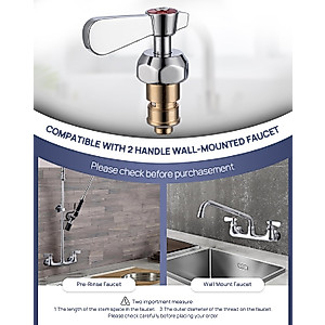 Sepaitek Faucet Handle Repalcement Valve Stem Repalcement Assembly, Faucet Parts for Commercial Kitchen Faucet, Brass Constructed with Ceramic Disc, Red for Hot