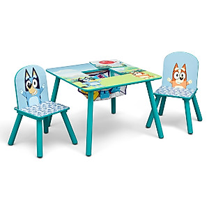 Delta Children Bluey Kids Table and Chair Set with Storage (2 Chairs Included) - Greenguard Gold Certified - Ideal for Arts & Crafts, Snack Time, Homeschooling, Homework & More, Blue