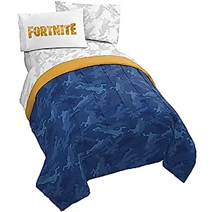 Jay Franco Fortnite Emote Camo 5 Piece Full Bed Set - Includes Comforter & Sheet Set - Super Soft Fade Resistant Microfiber (Official Fortnite Product)