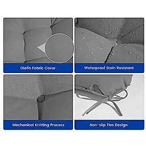 ROSNINIKA Outdoor Chair Cushions 2 Pcs Outdoor Cushions Patio Furniture Cushions Chair Cushion Patio Chair Seat Pads with Ties 19x19 Inches Light Gray