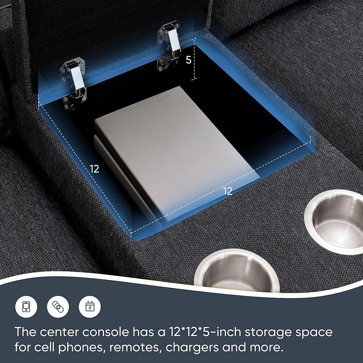 Merax 109" x 57" Modular Sectional Couches Sofa with Console, USB Charging Port, Reading Light, Cup Holder, Storable, Chenille Chaise Lounge for Living Room, Apartment Furniture, Grey