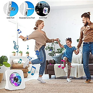 Portable CD Player with Bluetooth, Gueray Desktop CD Music Players for Home Built-in Double HiFi Sound Speakers, Support AUX&USB Headphone Jack, FM Radio Boombox, LCD Screen Display for Kids Gift
