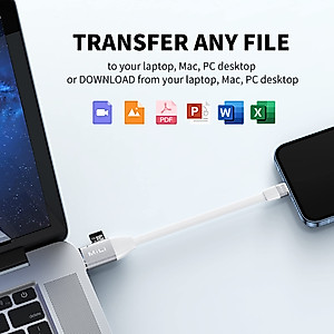 MiLi USB Flash Drive Charging Cable, iOS USB 3.0 Flash Drive for iPhone iPad and Computers, Memory Stick for External Mobile Storage for Photos Videos and More, Compatible with All Format Files