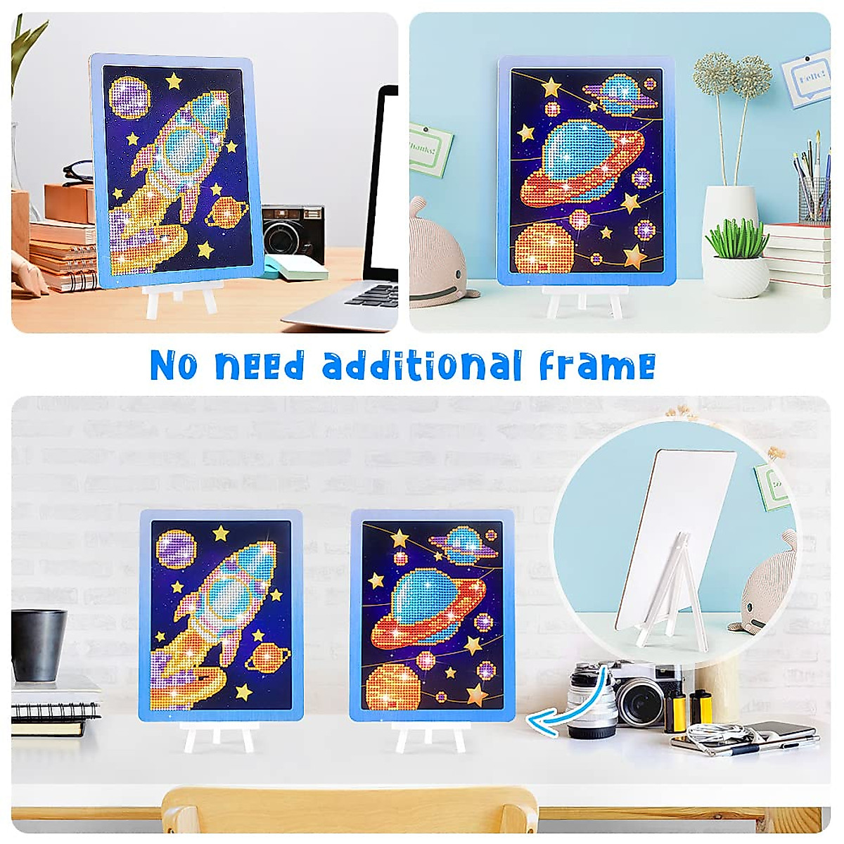 ForPeak Diamond Art for Kids, Arts and Crafts for Kids Ages 8-12, Mosaic Full Drill Gem Art Paint by Numbers, Animal 5D Diamond Painting Kits for Kids DIY for Kids Gift 6" X 6" 4 Pieces (Space)