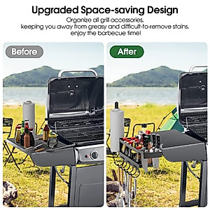 Fenghome Griddle Caddy for 28"/36" Blackstone Griddles, Space Saving Grill Caddy with Paper Tower and Knife Shelf, No Drill BBQ Griddle Accessories Storage Basket for Outdoor Grill