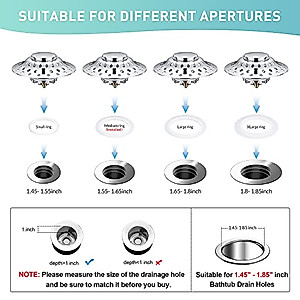 Universal Bathtub Stopper with Drain Hair Catcher, 2 in 1 Upgraded Pop Up Tub Stopper with Dual Drain Filter, Anti-Clog Bathtub Drain Cover, Stainless Bath Tub Drain Plug for 1.45"-1.85" Drain Hole