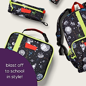 Highlights for Children Lunch Box for Kids, Reusable Insulated Lunch Boxes for Boys and Girls, Food-Safe Easy-Clean Lunch Bag for School (Space Glow-in-the-Dark - Black)