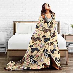 Dachshund Sausage Dogs Soft Throw Blanket 60"X50" Lightweight Flannel Blanket for Couch Bed Sofa Home Living Room Decor Travelling Camping for Kids Adults