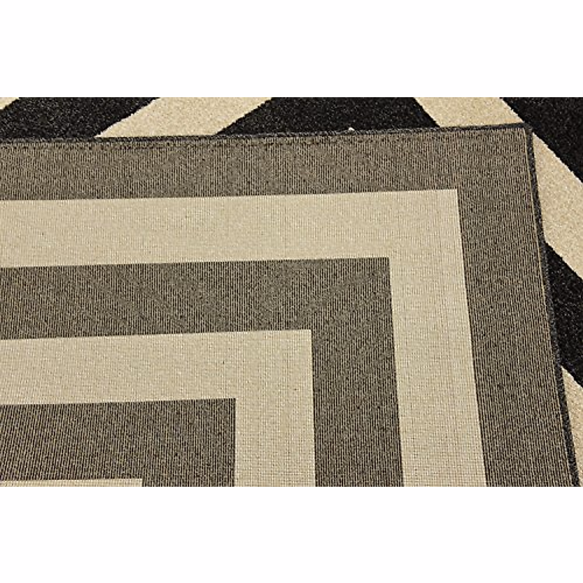 Unique Loom Athens Collection Classic Geometric Modern Border Design Area Rug, 9 ft x 12 ft, Black/Beige