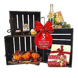 FANDOS Large Wooden Crates For Display -16x12x6in- Wall Mount Stackable Rustic Wooden Crate Boxes, Farmhouse Wooden Crates for Storage, Decorative Wooden Milk Crates for Decor /Artificial Crafts