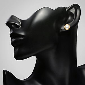 Pearl Stud Earrings for Women 14K Gold Filled 9.5mm+ White Real Freshwater Cultured Pearl Earrings COMOTO Jewelry