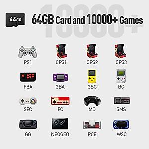 Miyoo Mini Plus Handheld Game Console, with Dedicated Storage Case, 3.5 Inch IPS 640x480 Screen, 64G TF Card with 10,000+ Games, 3000mAh 7+Hours Battery, Support Wireless Network (Purple 64G+Case)
