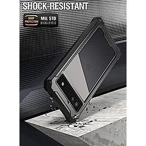 Poetic Guardian 6FT Drop Tested Case for Pixel 6A 5G - Built-in Screen Protector, Full Body Hybrid Shockproof, Black/Clear